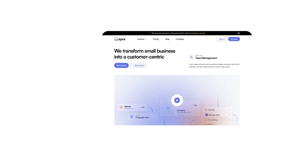 Apex Header 04 Component for Webflow, Figma & Framer | Flowbase