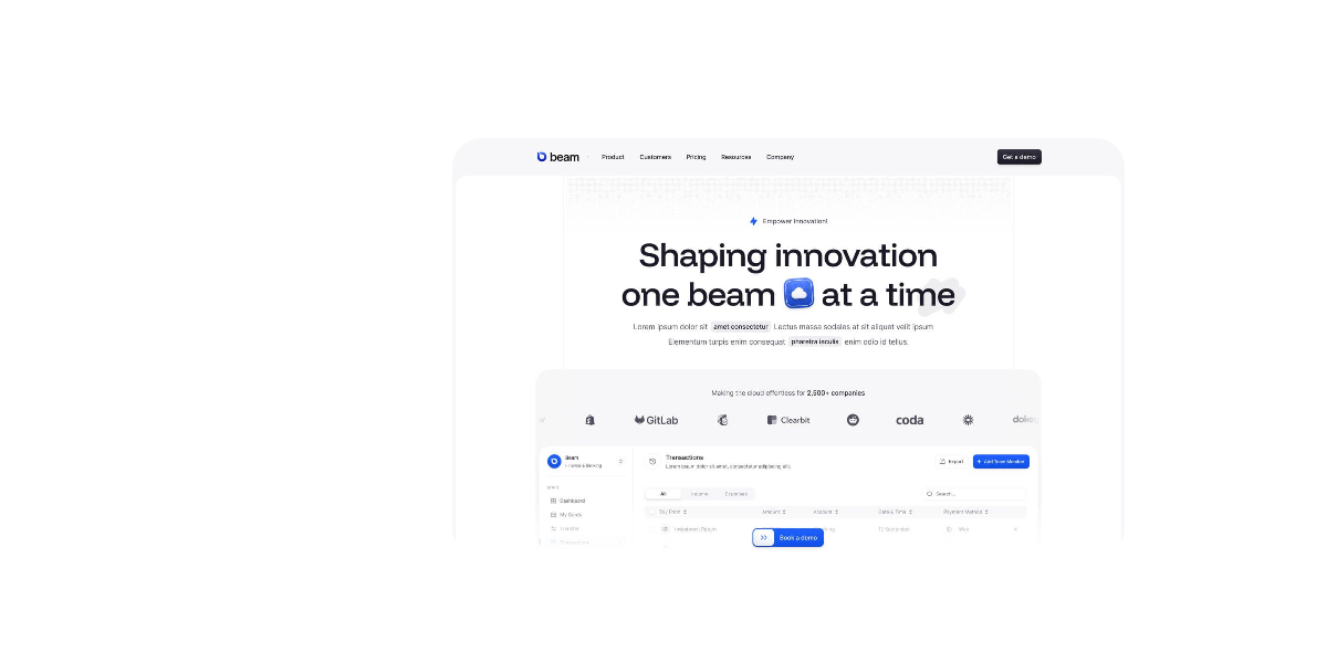 Beam Header 01 Component for Webflow, Figma & Framer | Flowbase