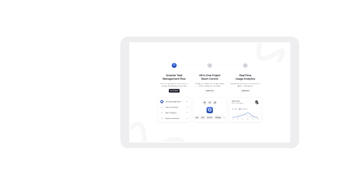 Beam How it Works 01 Component for Webflow, Figma & Framer | Flowbase