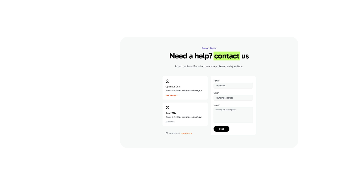 Donezo Contact 02 Component for Webflow, Figma & Framer | Flowbase