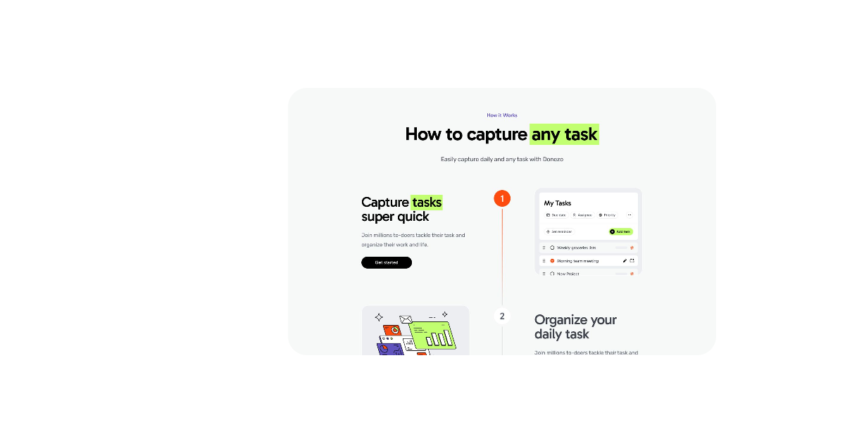 Donezo How it Works 02 Component for Webflow, Figma & Framer | Flowbase