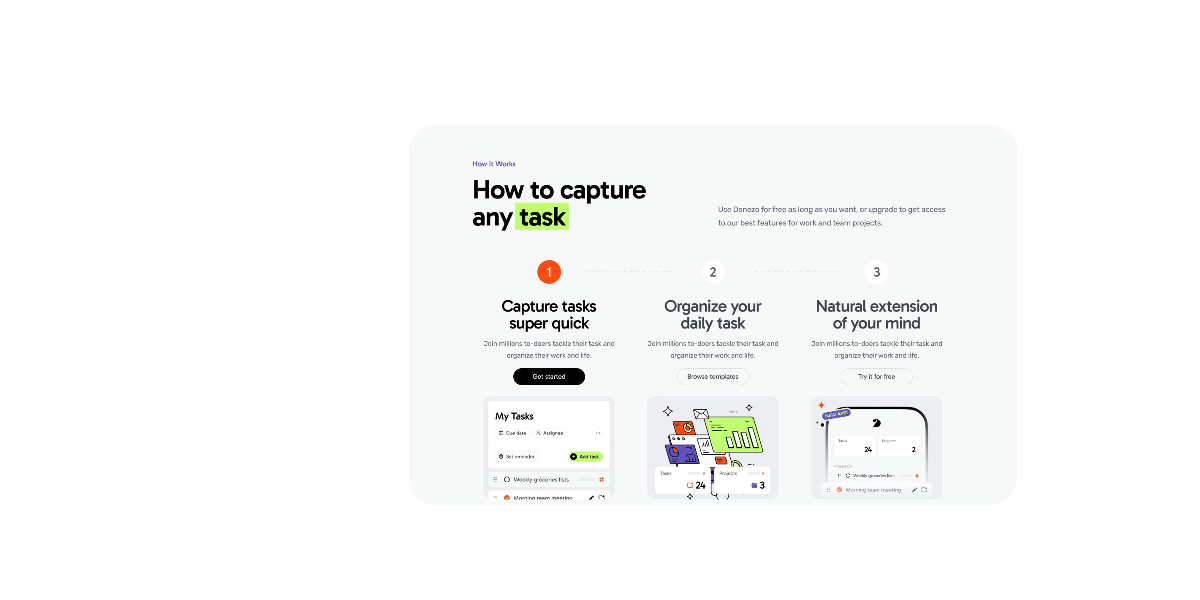 Donezo How it Works 03 Component for Webflow, Figma & Framer | Flowbase