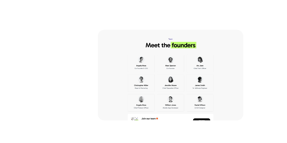 Donezo Team 02 Component for Webflow, Figma & Framer | Flowbase