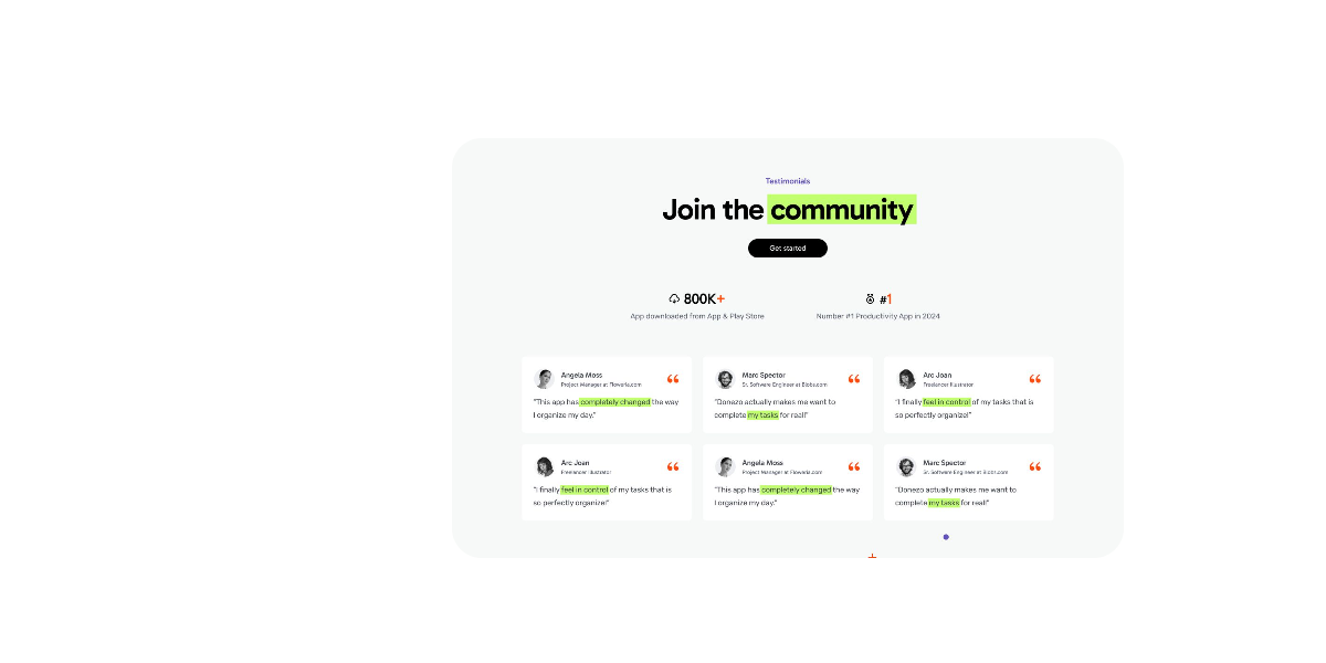 Donezo Testimonial 01 Component for Webflow, Figma & Framer | Flowbase
