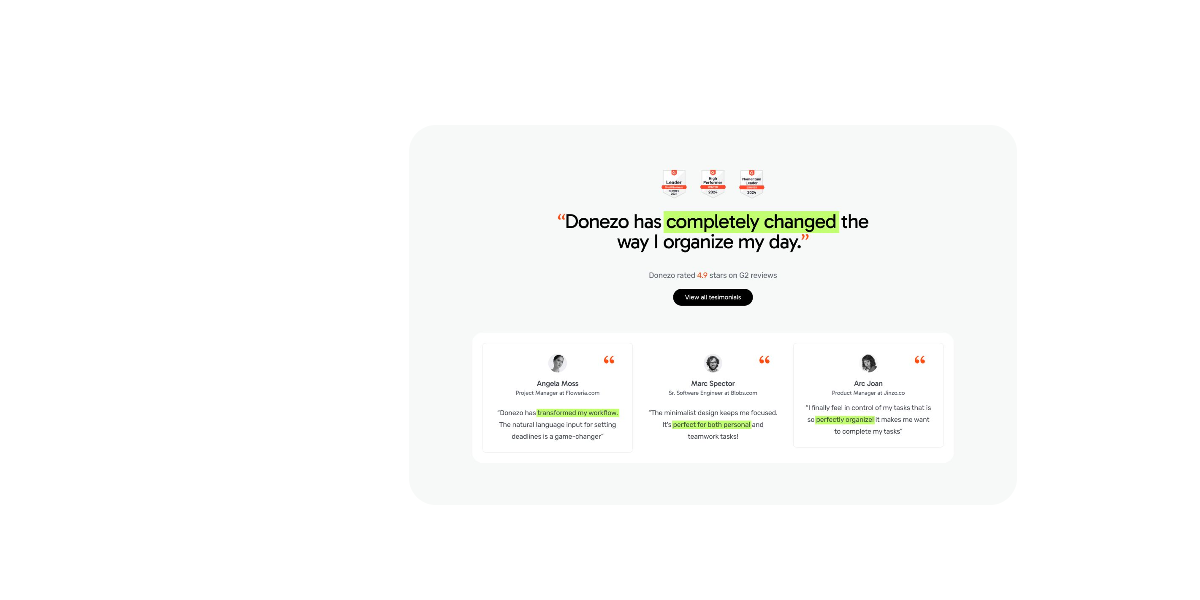 Donezo Testimonial 04 Component for Webflow, Figma & Framer | Flowbase