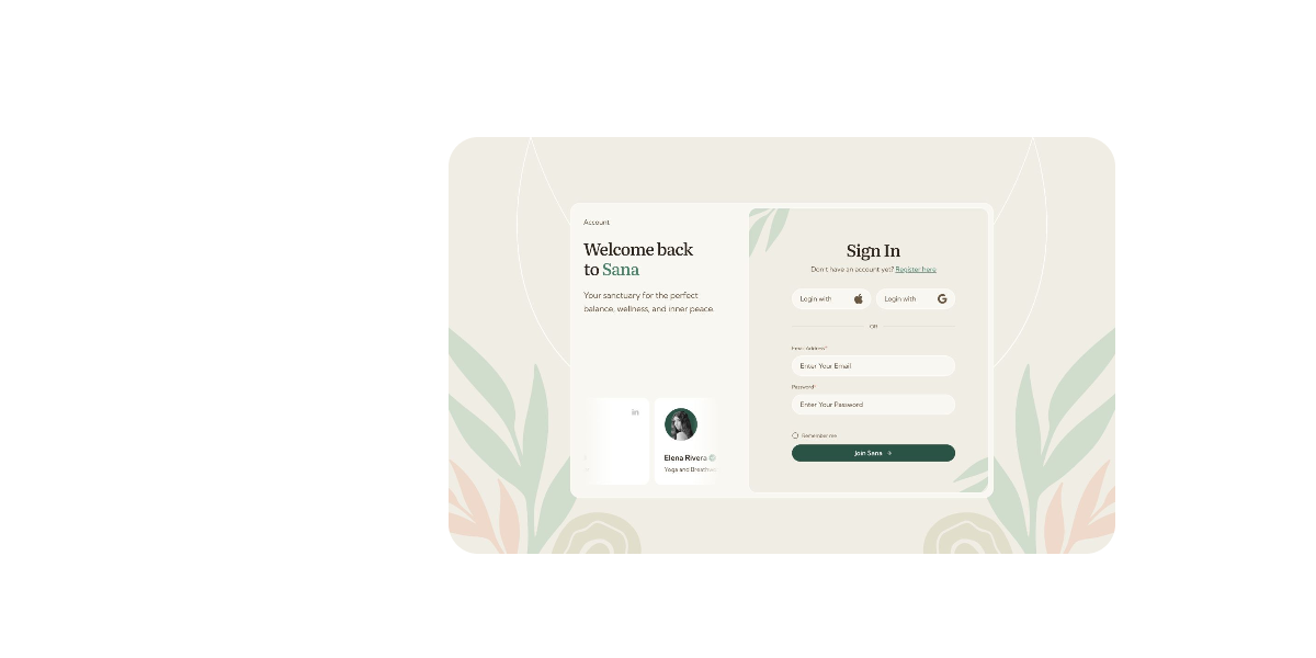 Sana Account 01 Component for Webflow, Figma & Framer | Flowbase