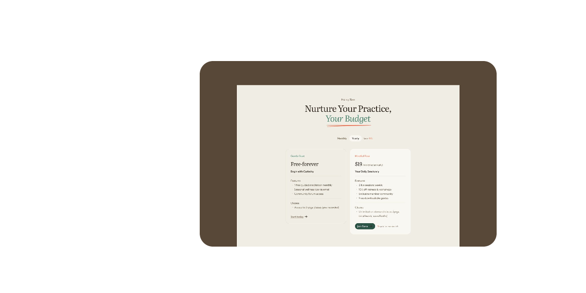 Sana Pricing 02 Component for Webflow, Figma & Framer | Flowbase