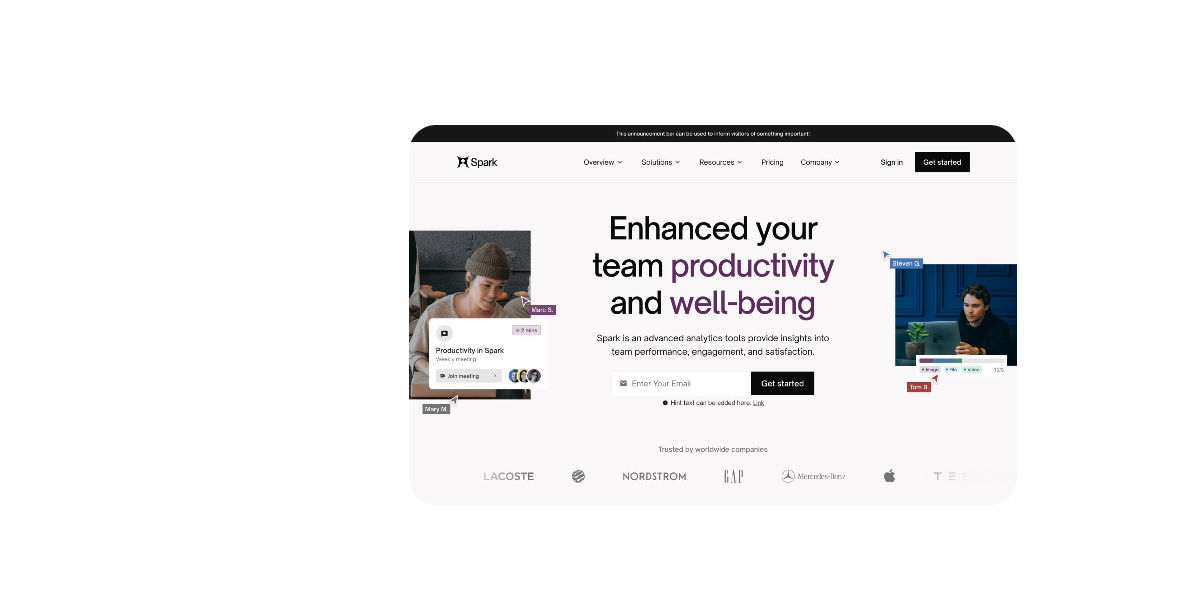 Spark Header 02 Component for Webflow, Figma & Framer | Flowbase